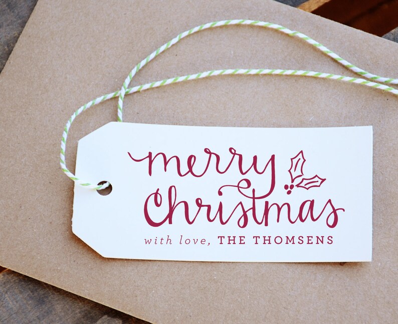 Merry Christmas Stamp for Personalized Christmas Gift Tags | Etsy