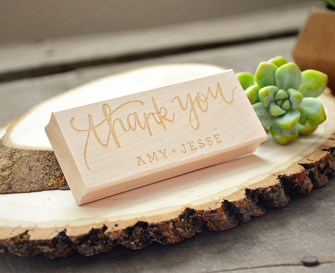 Handwritten Personalized Thank You Rubber Stamp With or | Etsy