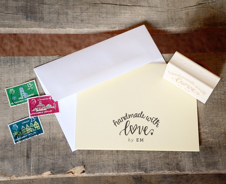 Handmade With Love Rubber Stamp Handmade by Stamp for Card - Etsy