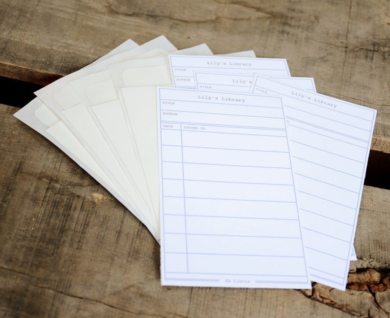 Personalized Library Cards With Self-adhesive Pocket Holder - Etsy