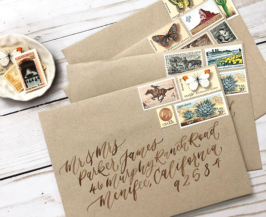 Envelope Addressing Calligraphy. Wedding Calligraphy. Watercolor Brush ...