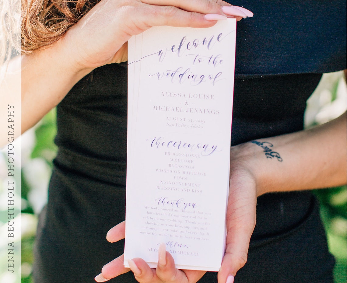 Printed Wedding Ceremony Programs Custom Watercolor Order of | Etsy