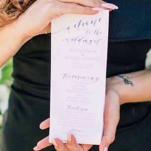 Printed Wedding Ceremony Programs, Custom Watercolor Order of Service ...