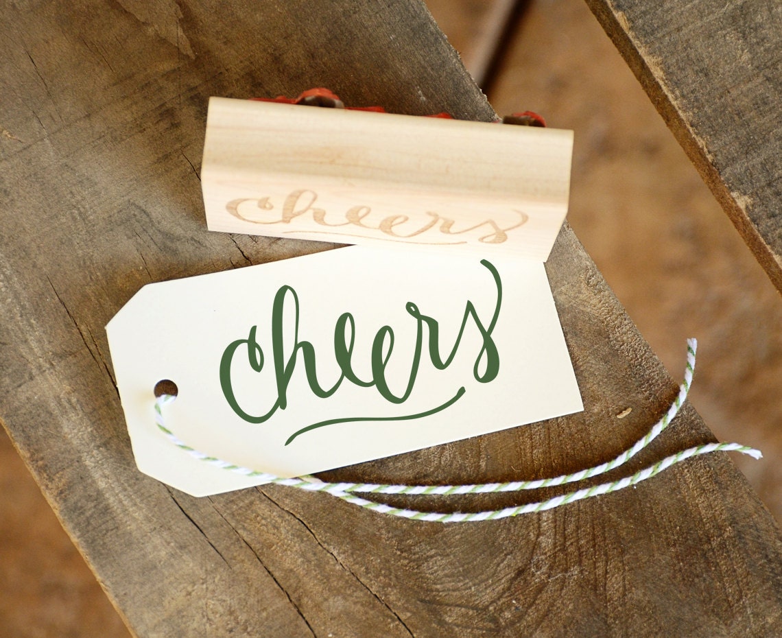Cheers Wedding Favor Stamp Personalized Champagne Rubber - Etsy