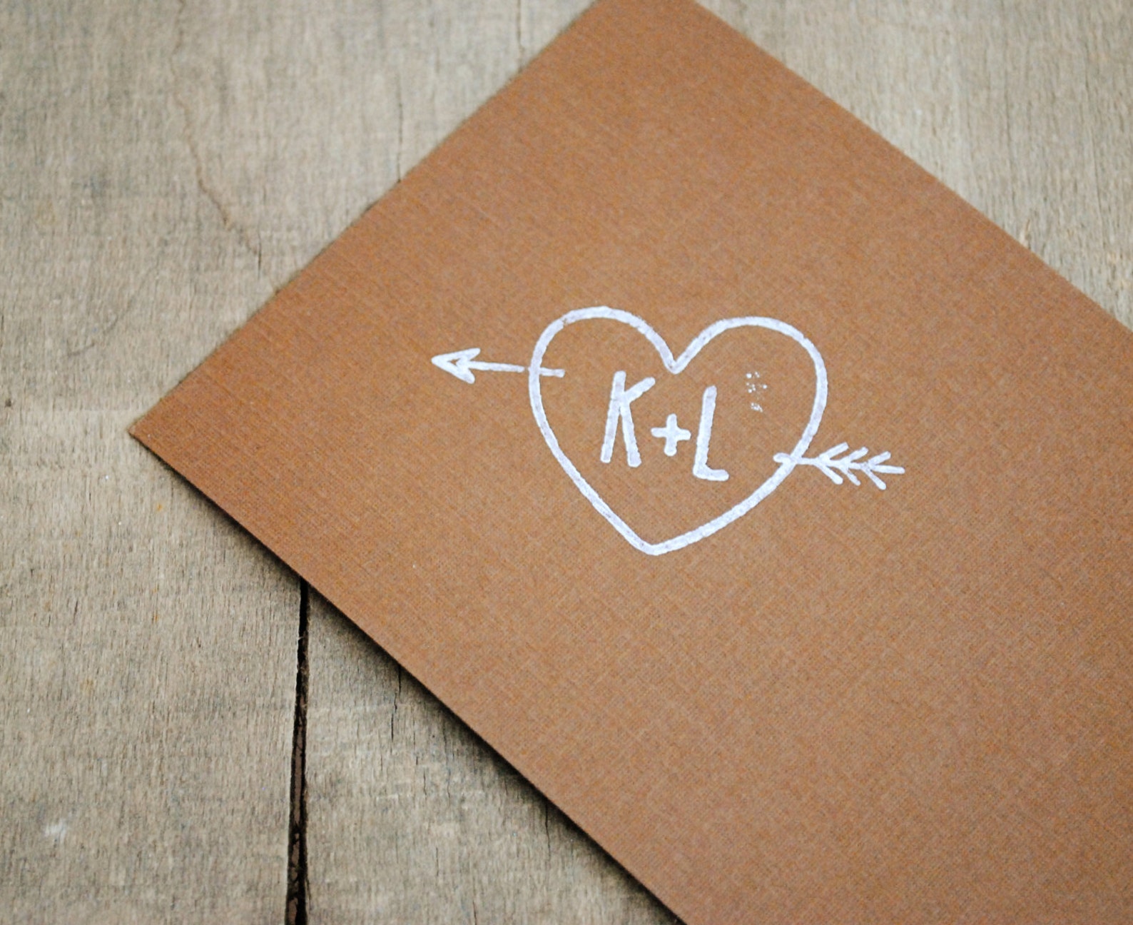 Monogram Initial Rubber Stamp. Custom Stamp Initials With Heart and ...