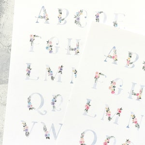 Alphabet Print, Watercolor Floral Letters for Girl's Room Decor, Baby ...