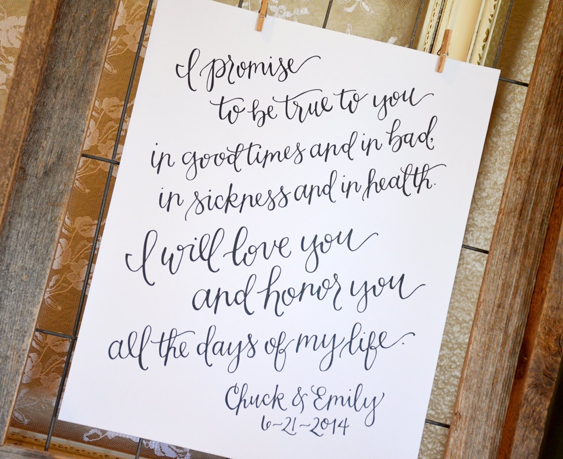 Custom Personalized Handwritten Wedding Vows Art Printable. | Etsy