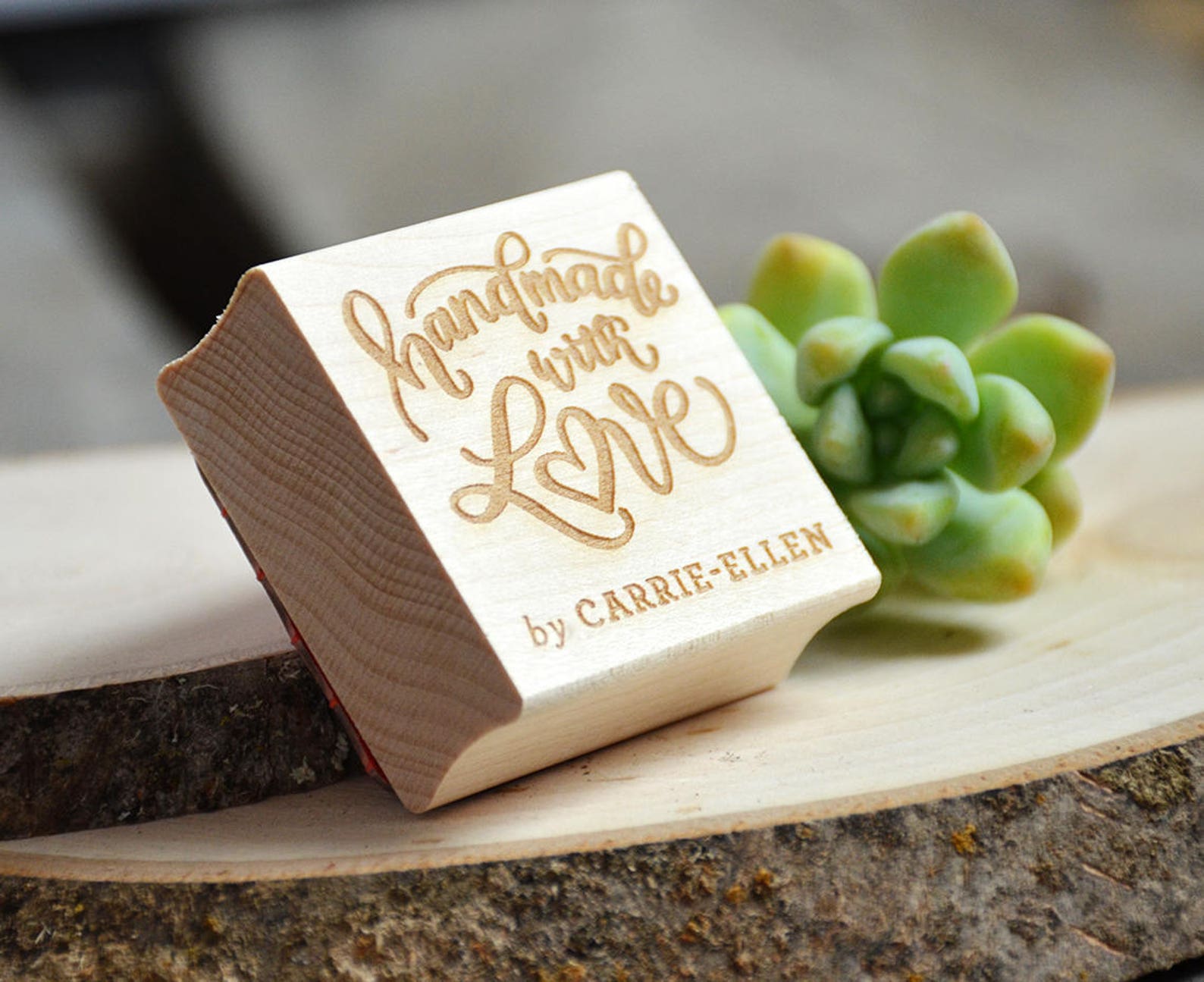 Handmade With Love Rubber Stamp Custom Handmade by | Etsy
