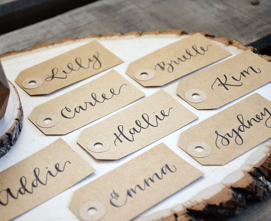 Handwritten Calligraphy Personalized Name Tags, Gift Tags, Place Cards ...