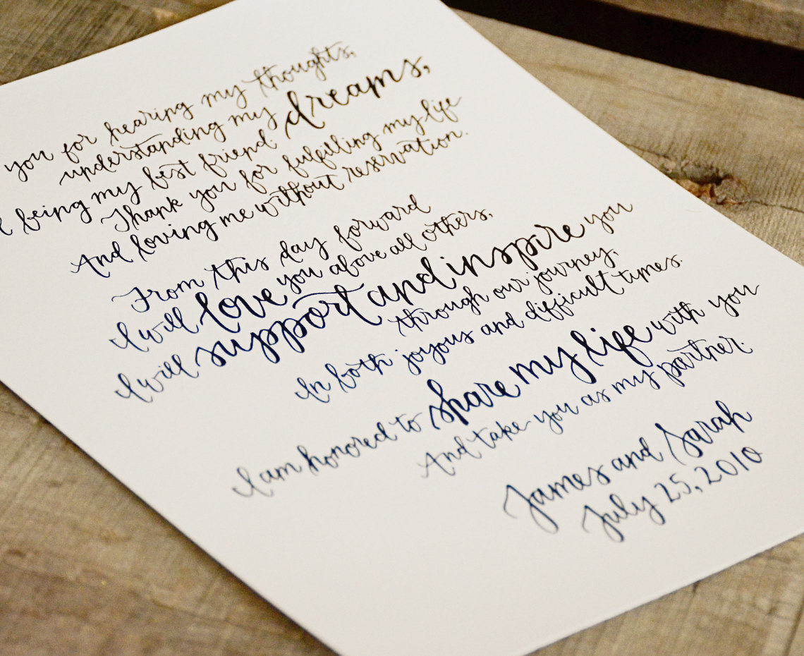 Handwritten Wedding Vows Art Custom Personalized Printable. | Etsy