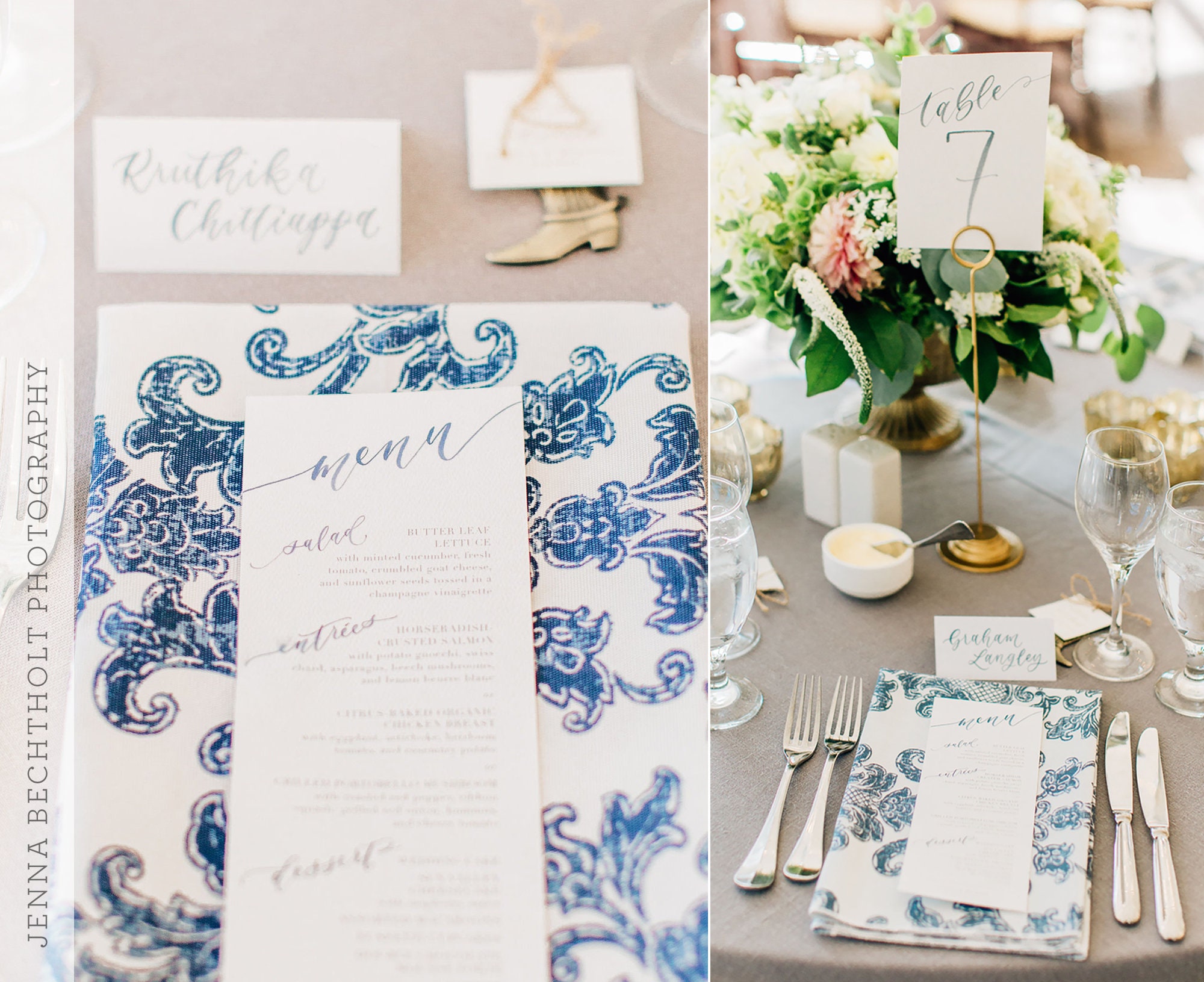Printed Wedding Reception Menus, Custom Watercolor Menu, Wedding ...