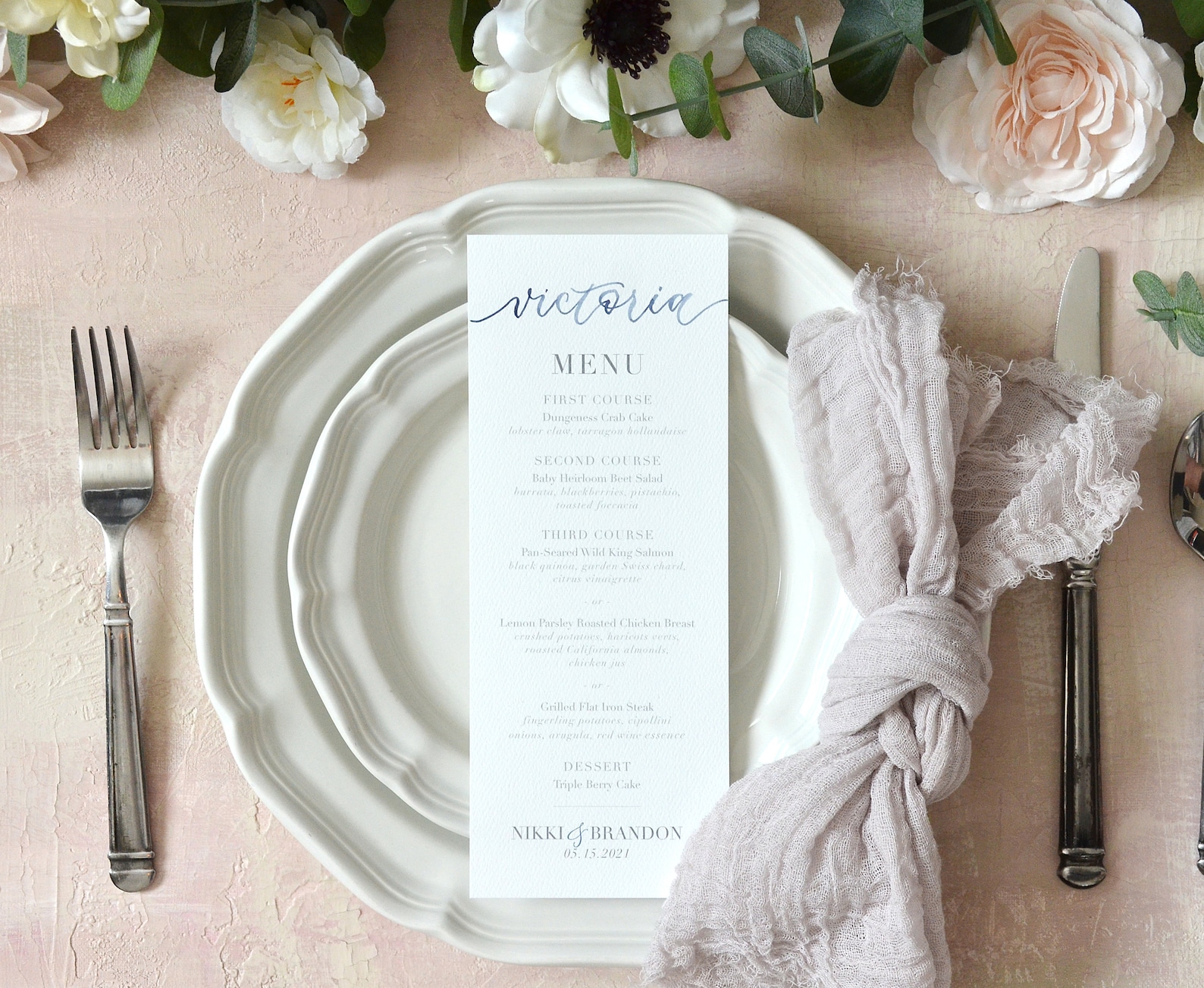 Personalized Wedding Reception Menus Custom Printed Wedding - Etsy