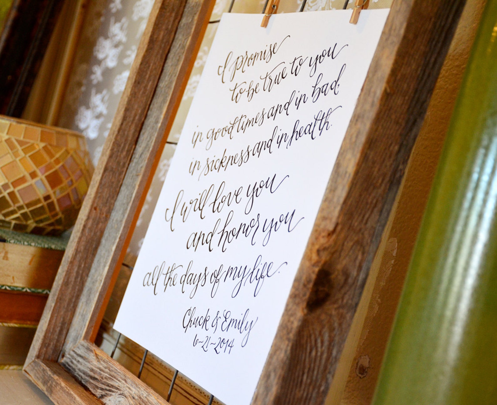 Custom Personalized Handwritten Wedding Vows Art Printable. | Etsy