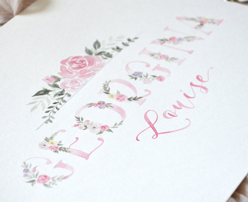 Last Name Sign, Watercolor Painting, Evergreen or Floral Theme ...