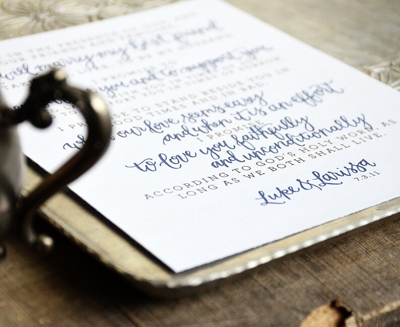 Wedding Vows Art Print, Printable Wedding Vow Keepsake Unique ...