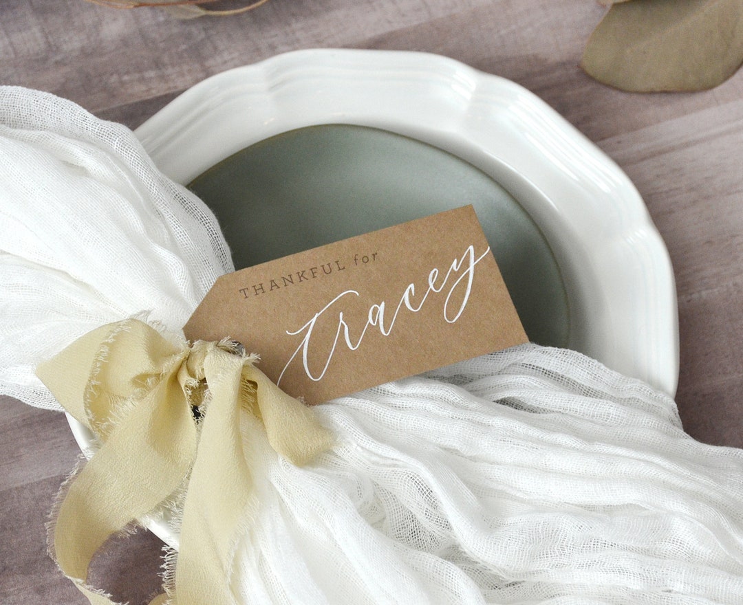 Thankful for Personalized Placecards, Thanksgiving Tags, Handwritten ...