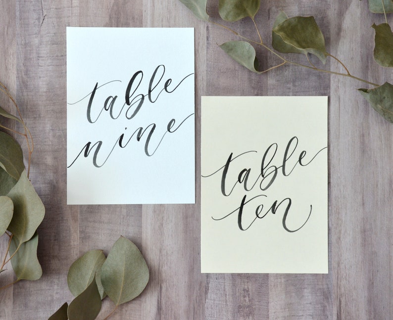 Watercolor Table Numbers Wedding Calligraphy Table Number - Etsy