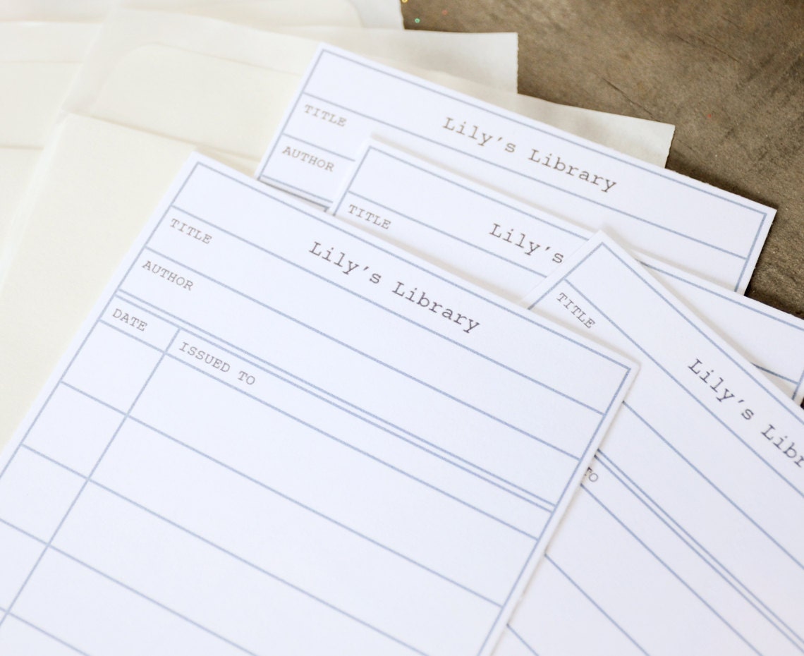 Personalized Library Cards With Self-adhesive Pocket Holder | Etsy
