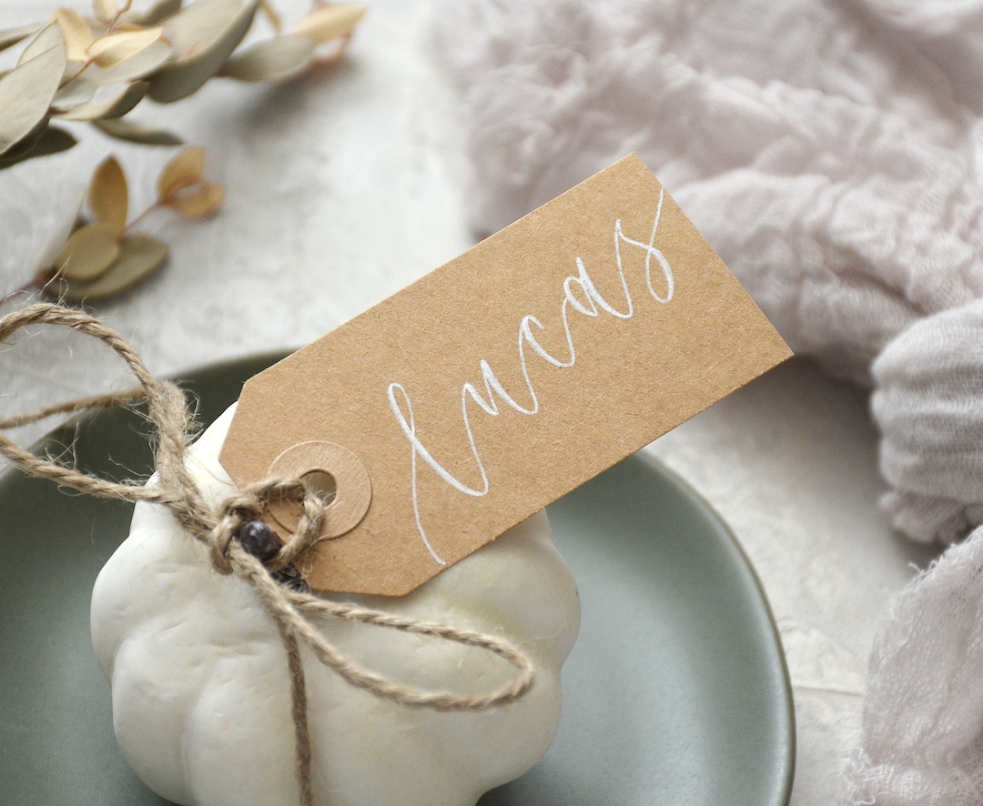 Thanksgiving Handwritten Personalized Name Tags, Calligraphy Place ...