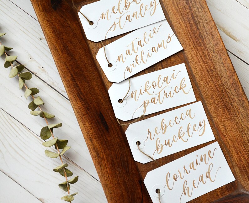 Watercolor Calligraphy Wedding Place Cards, Handwritten Placecards ...