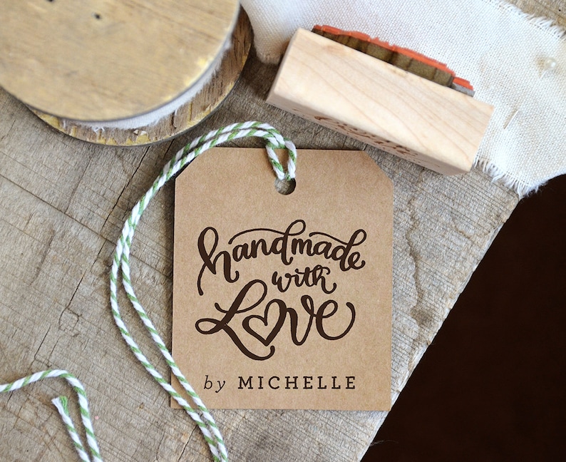 Handmade With Love Rubber Stamp, Custom Handmade by Personalized Name ...
