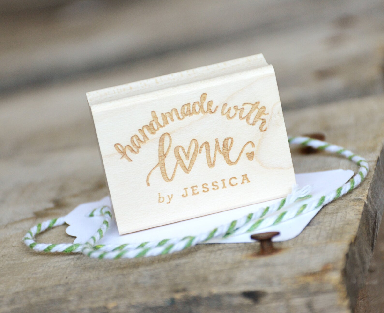 Handmade With Love Rubber Stamp, Handmade by Stamp for Card Making and ...
