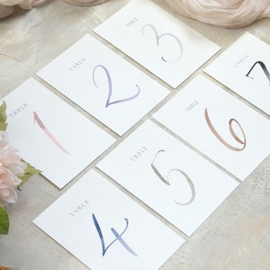 Watercolor Table Numbers, Printed Wedding Table Number Cards, Wedding ...