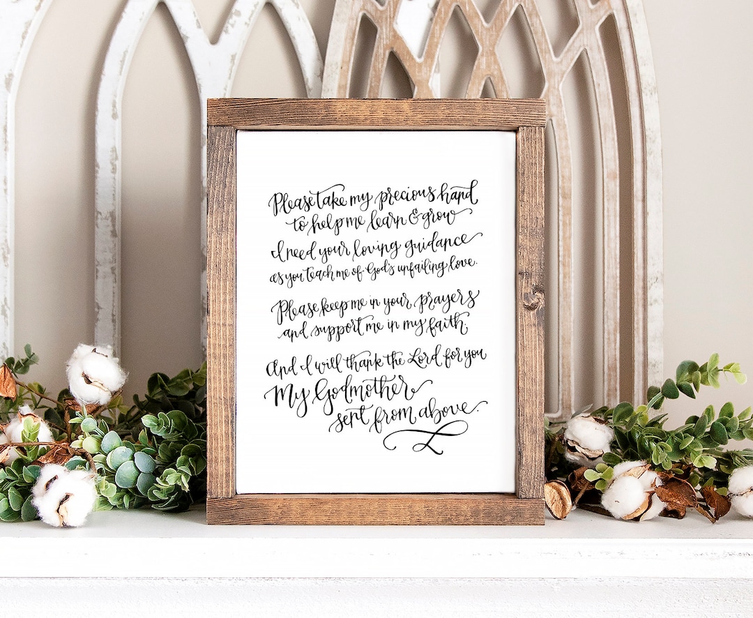 Godparents Poem, Godmother Gift From Godchild, Handwritten Godparent ...