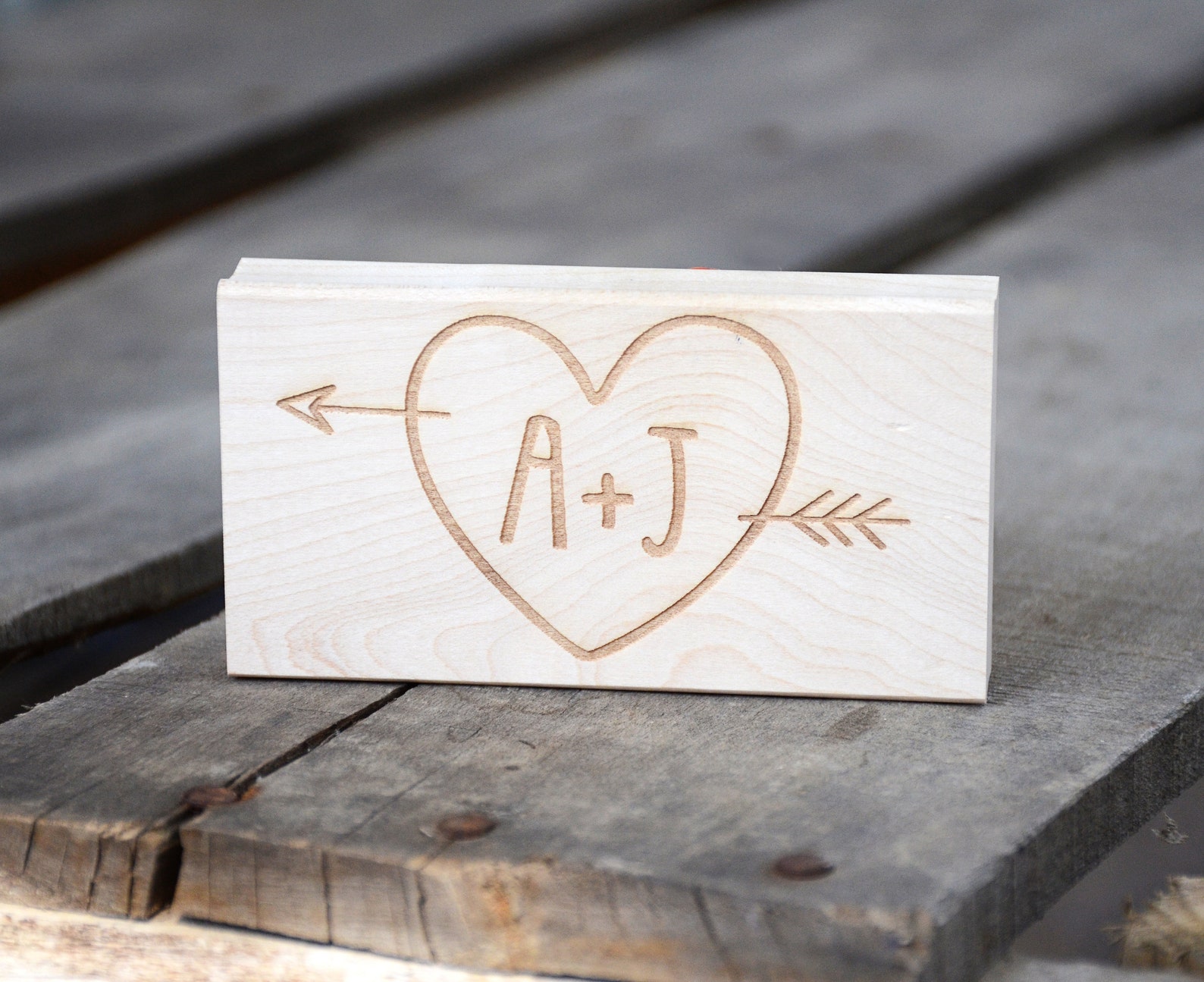 Monogram Initial Rubber Stamp. Custom Stamp Initials With Heart and ...