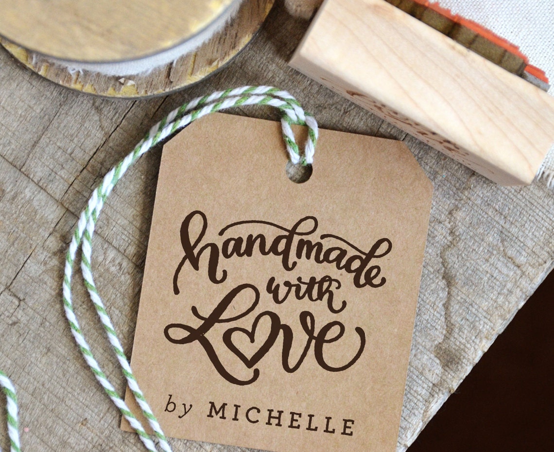 Handmade With Love Rubber Stamp Custom Handmade by | Etsy