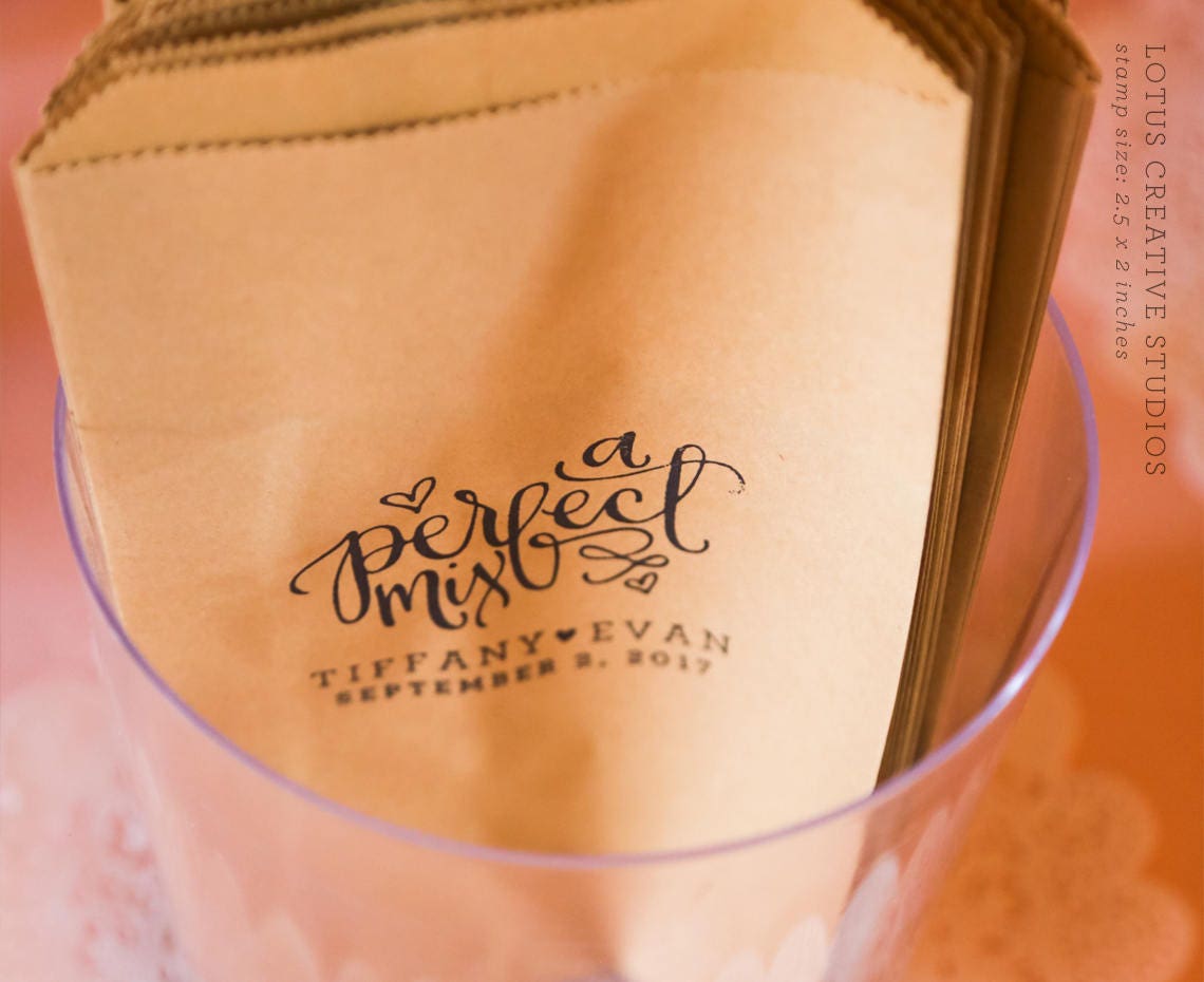 A Perfect Mix Rubber Stamp for Personalized Wedding Favors. DIY Trail ...