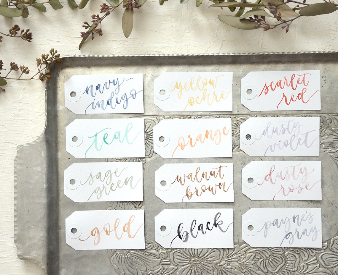Watercolor Calligraphy Personalized Gift Tags Wedding Place | Etsy
