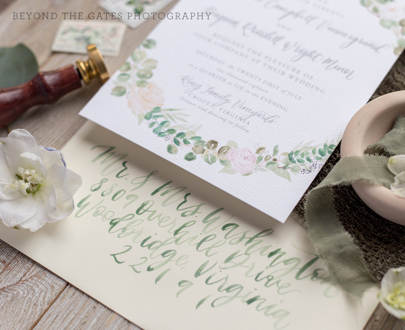 Envelope Addressing Calligraphy. Wedding Calligraphy. Watercolor Brush ...