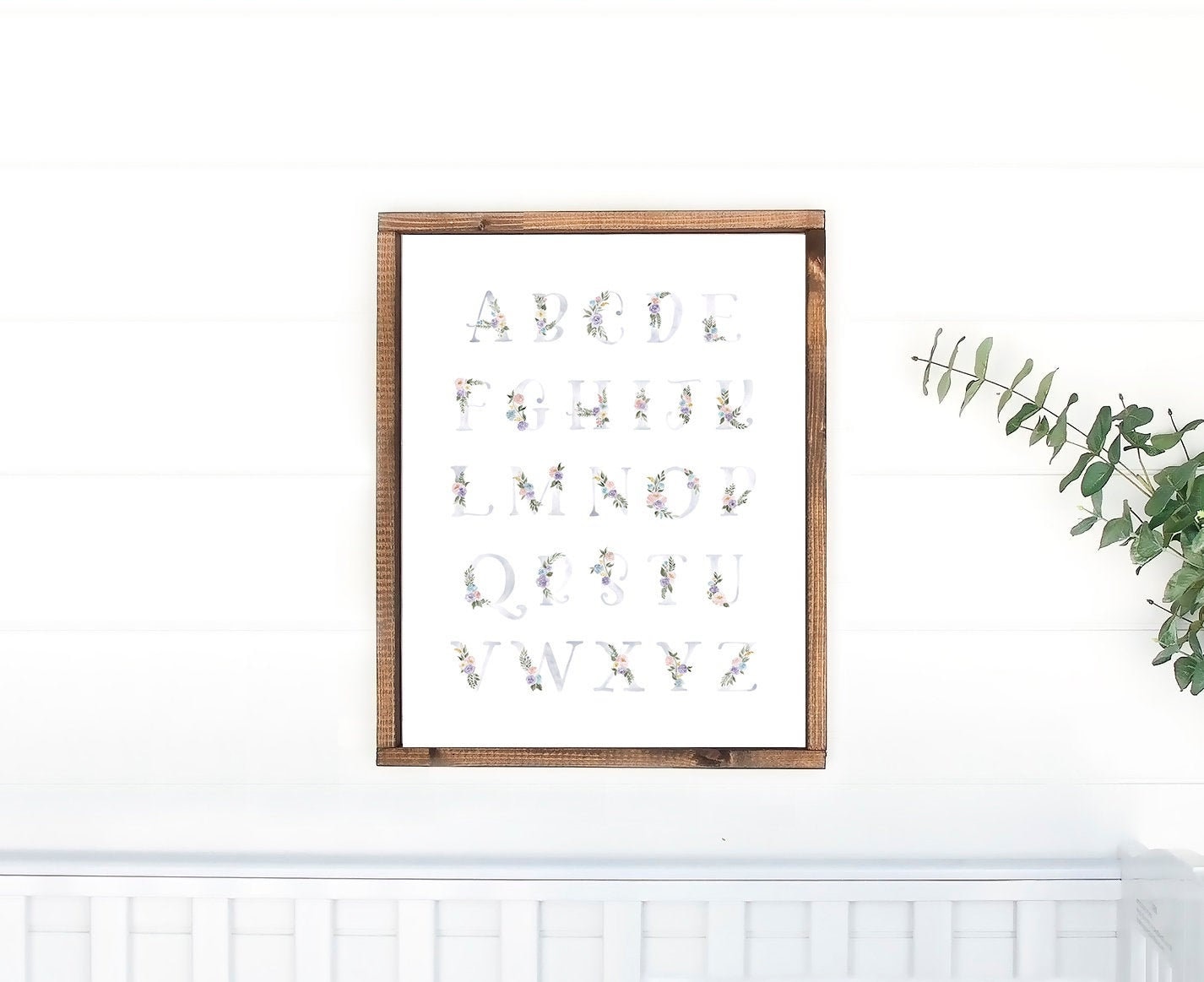 Alphabet Print Watercolor Floral Letters for Girl's Room | Etsy