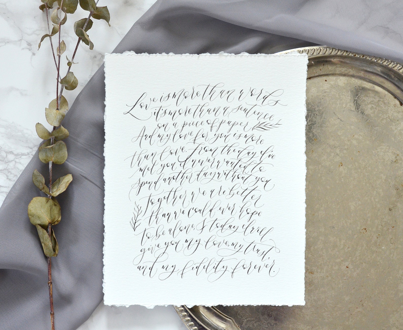 Wedding Vow Calligraphy Artwork. Wedding Vow Keepsake. Hand | Etsy