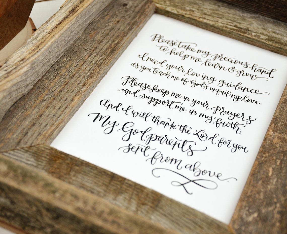 Godparents Poem Godmother Gift From Godchild Handwritten | Etsy