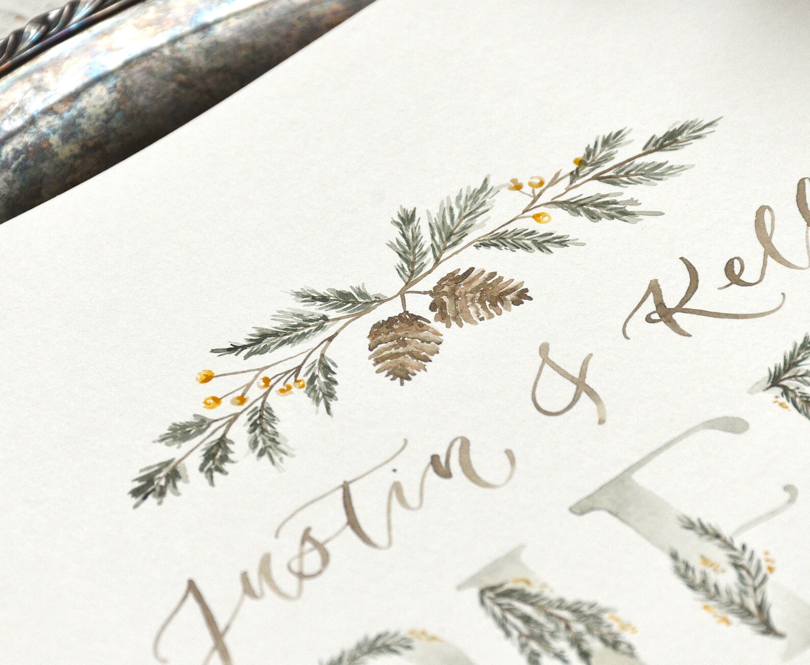 Last Name Sign Watercolor Painting Evergreen or Floral - Etsy