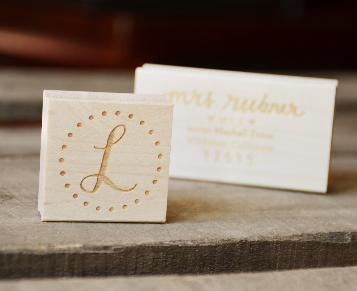 Single Letter Monogram Stamp Handwritten Initial Rubber Stamp | Etsy