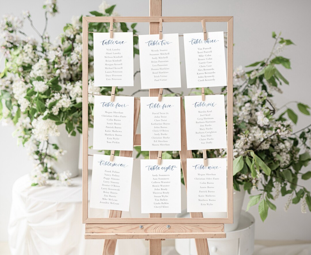 Watercolor Table Lists for Weddings, Handpainted Calligraphy Table ...
