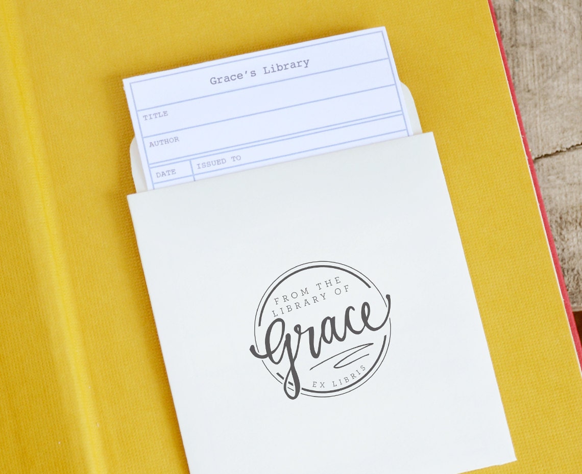Personalized Library Cards With Self-adhesive Pocket Holder | Etsy