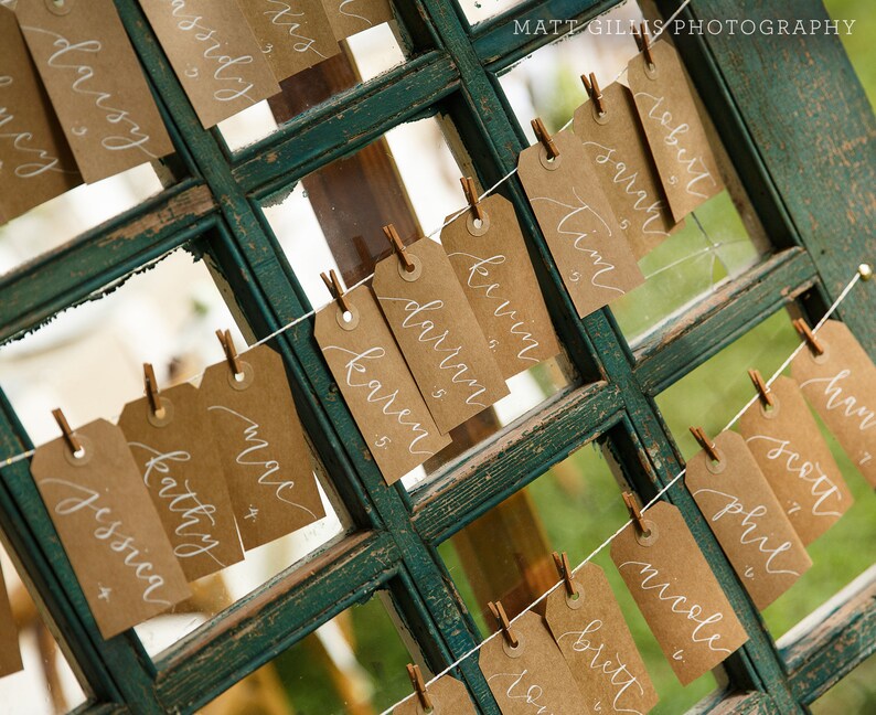 Wedding Name Tags With Table Numbers Handwritten Personalized | Etsy