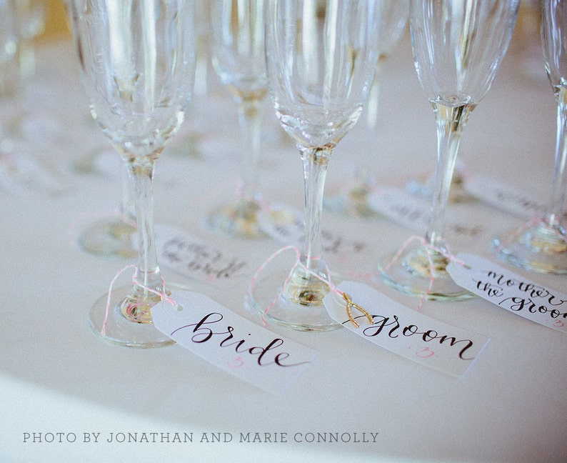 Wedding Name Tags With Table Numbers Handwritten Personalized | Etsy