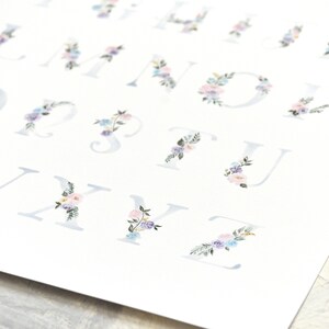 Alphabet Print, Watercolor Floral Letters for Girl's Room Decor, Baby ...