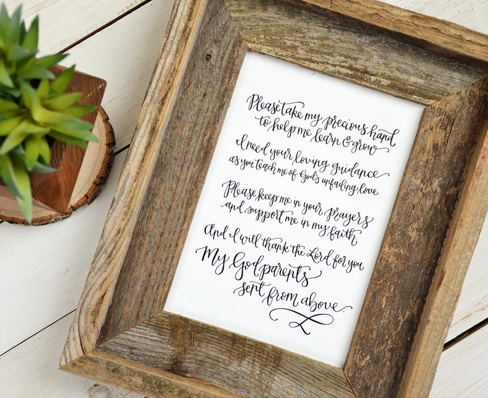 Godparents Poem Godmother Gift From Godchild Handwritten | Etsy