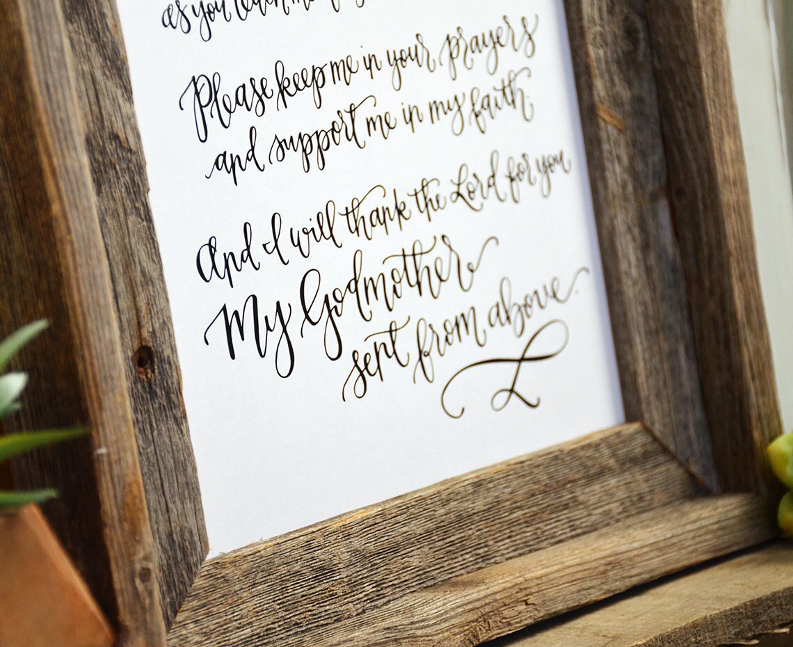 Godparents Poem Godmother Gift From Godchild Handwritten | Etsy