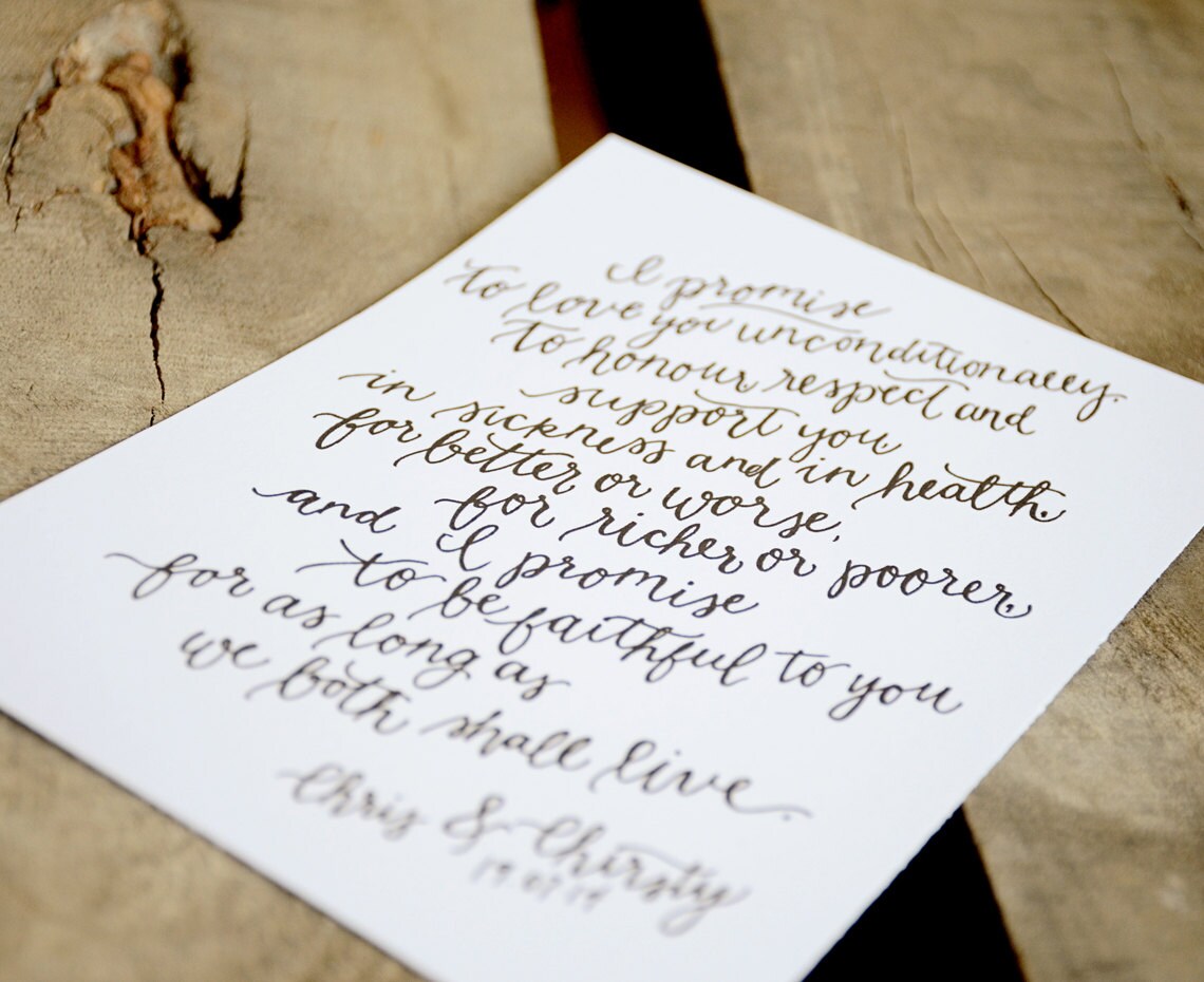 Handwritten Wedding Vows Art Custom Personalized Printable. | Etsy