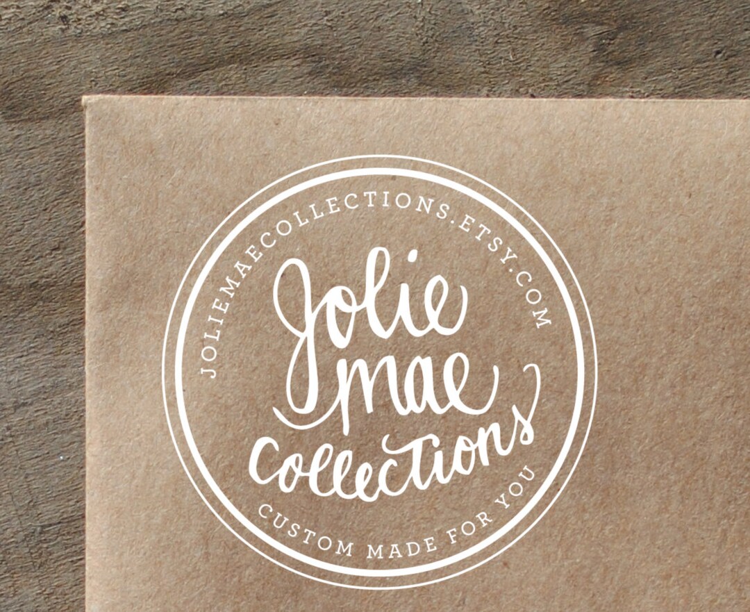 Custom Calligraphy Shop Name Circular Rubber Stamp - Etsy