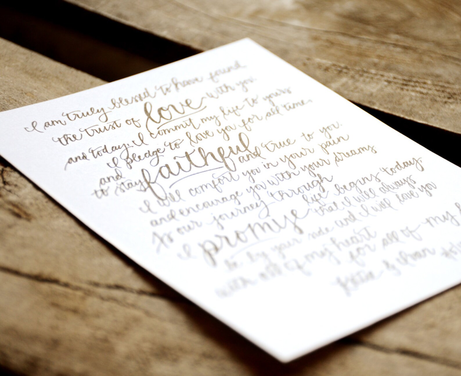 Wedding Vow Art Printable. Wedding Vow Keepsake. Hand Lettered - Etsy