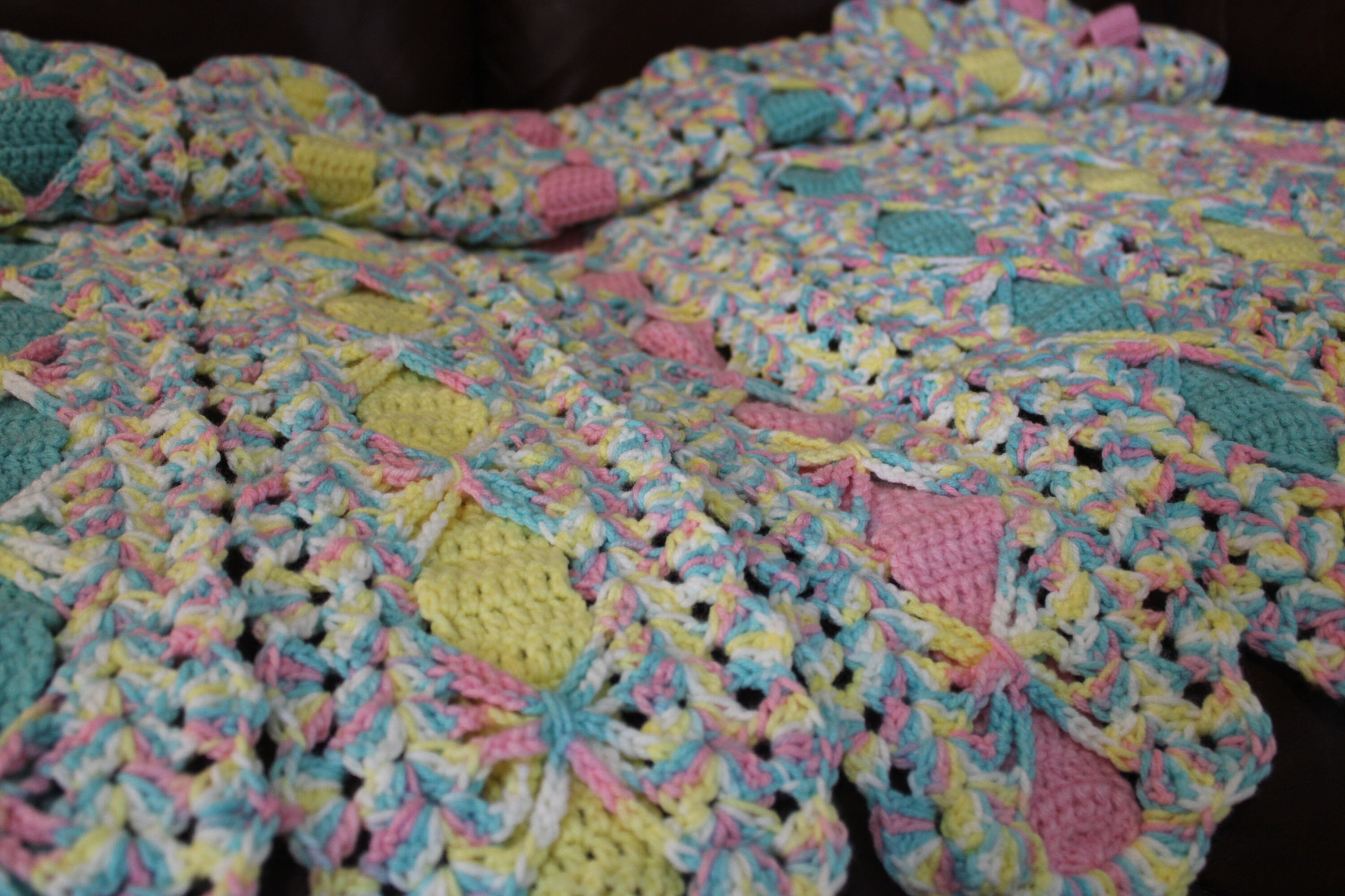 Pink Ribbons Mile a Minute Afghan, Crochet Baby Neutral Afghan, Striped ...