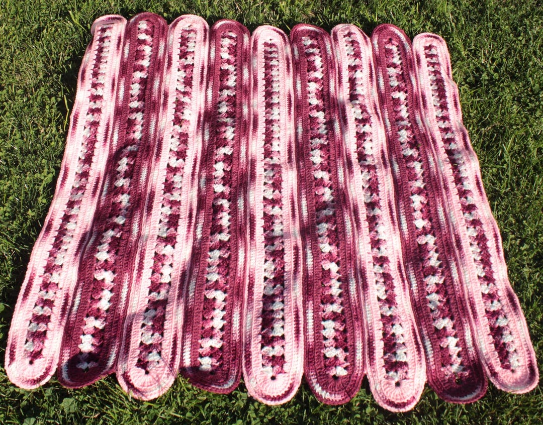 Berry and Pink Crochet Baby Afghan, Berry Striped Baby Blanket, Berry ...